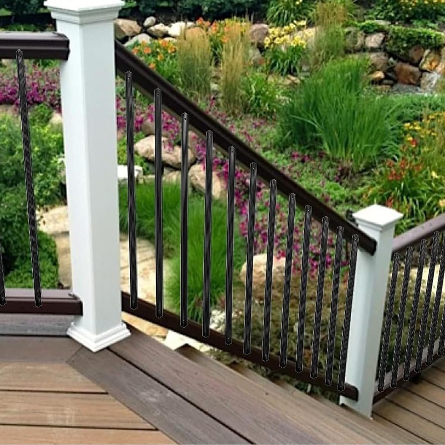 Towallmark Deck Balusters 32.25 x 1 Aluminum Stair Balusters, 50 Pack ...