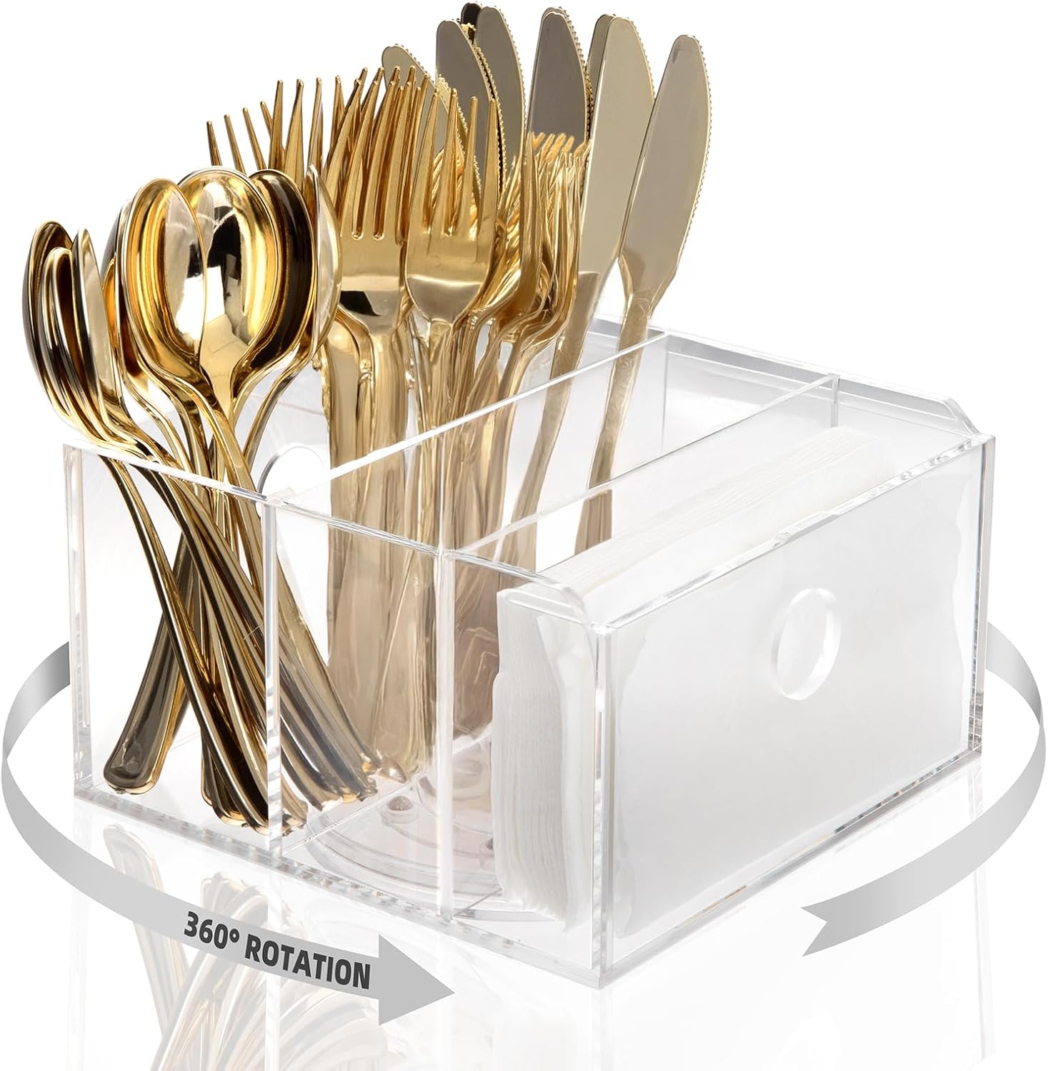 Amazon.com: LKEUYUI Acrylic Swivel Silverware Caddy, Plastic Utensil ...