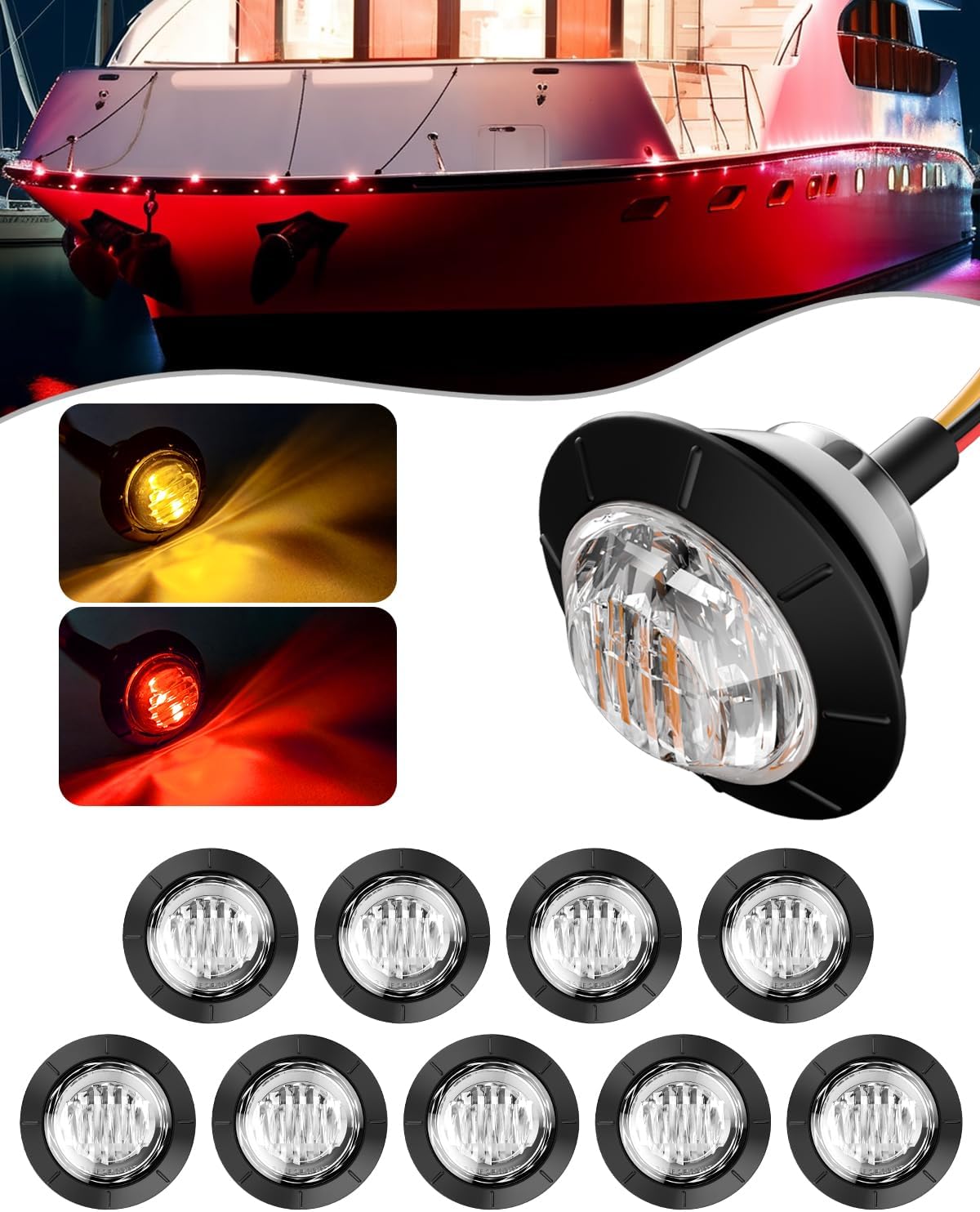 Amazon.com: BJZ Marine Boat LED Lights Two Color Amber to Red ...