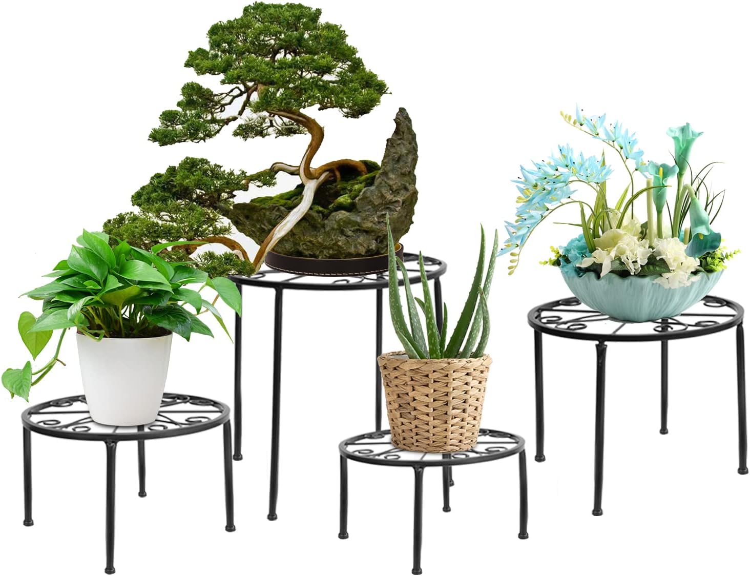 mDesign Midcentury Lot de 3 Supports Pot de Fleurs Moderne en métal ...