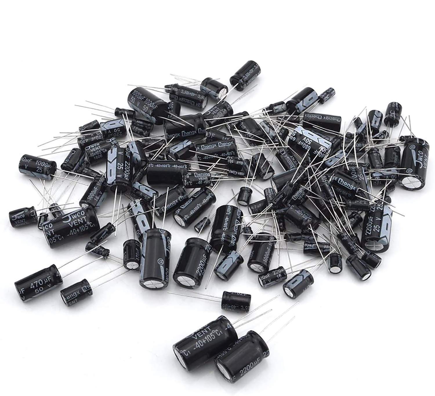 RilexAwhile Aluminium Electrolytic Capacitor Kit 25 Values Total 1uF to ...