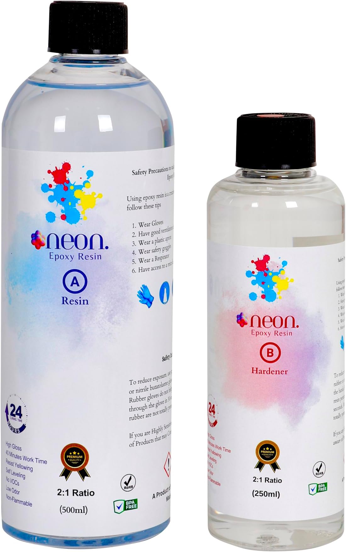 Neon Epoxy Resin 2:1 Ratio 16.90floz 500ml Resin- 8.45floz 250ml ...