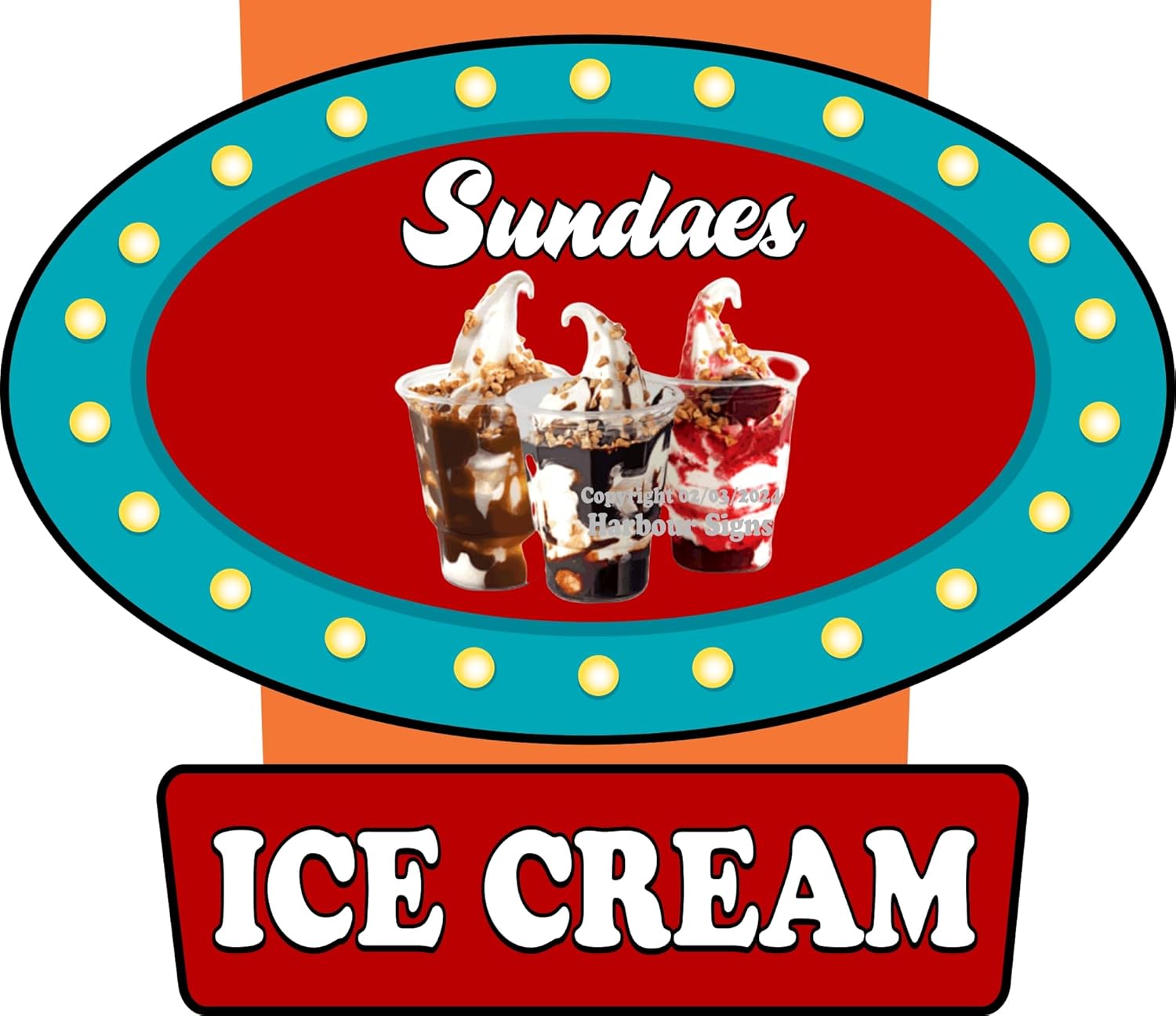Amazon.com: Generic Sundaes Ice Cream Decal Concession Food Truck LT ...
