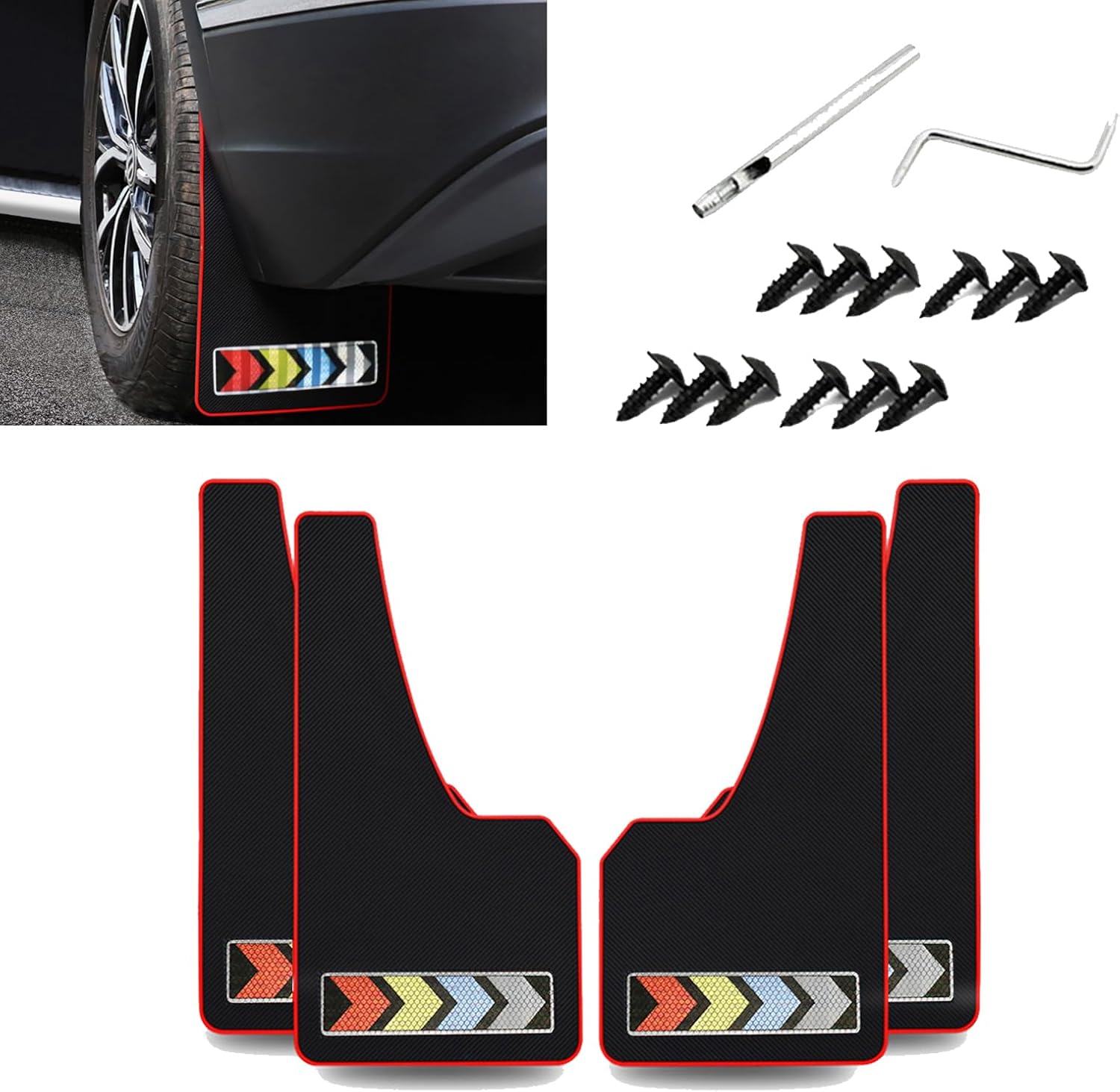 Amazon.com: 4 Pcs Car Mud Flaps Reflective Soft Rubber Splash Guards ...