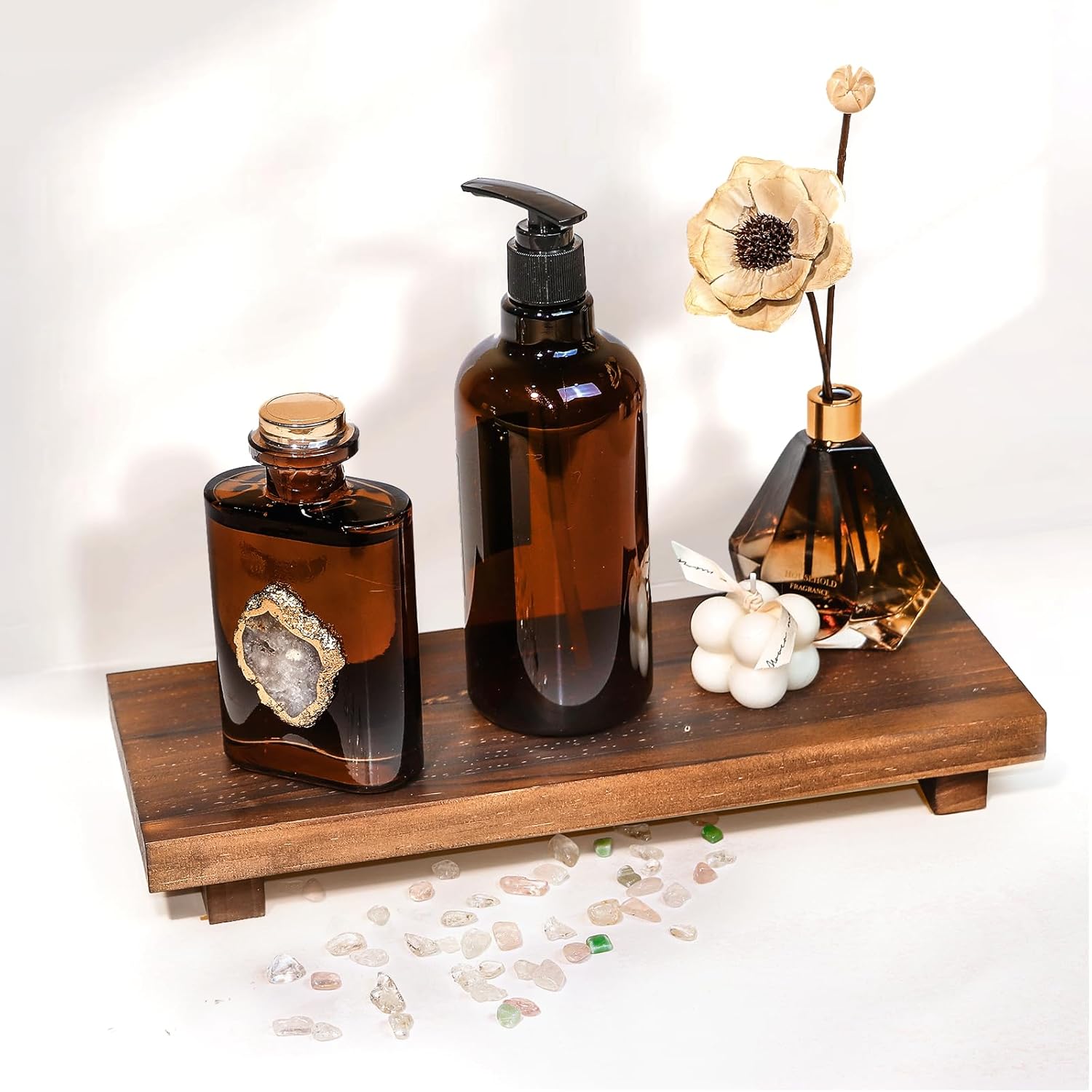 Amazon.com: Soap Holder Bathroom Tray Decorative Tray Wood Pedestal ...