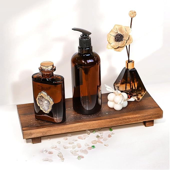 Amazon.com: Soap Holder Bathroom Tray Decorative Tray Wood Pedestal ...