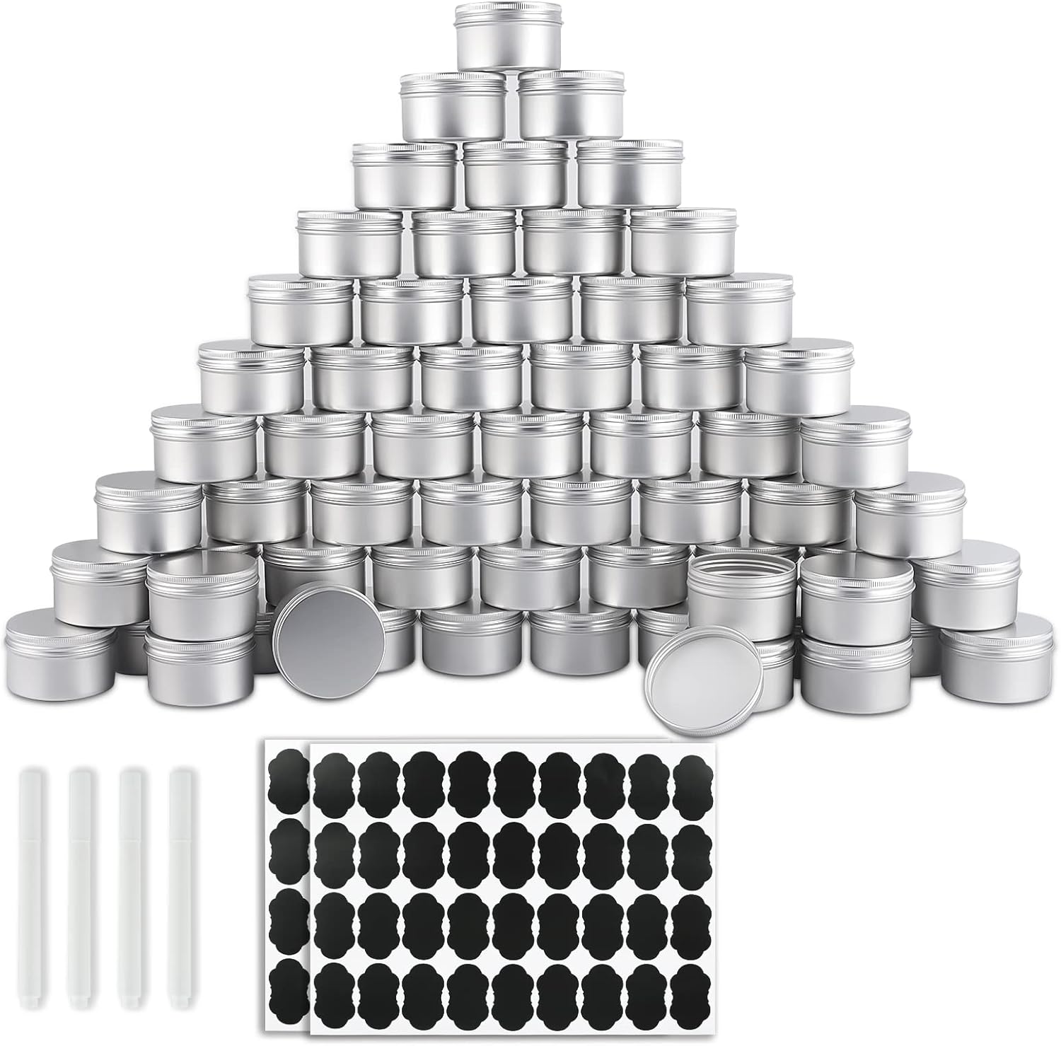 Amazon.com: OBKJJ 64 Pack Round Cans with Screw Lid 4 Oz Aluminum Metal ...