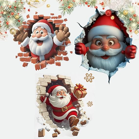 Amazon.com: Christmas Creative Wall Sticker, Creative Breakthrough 3D ...