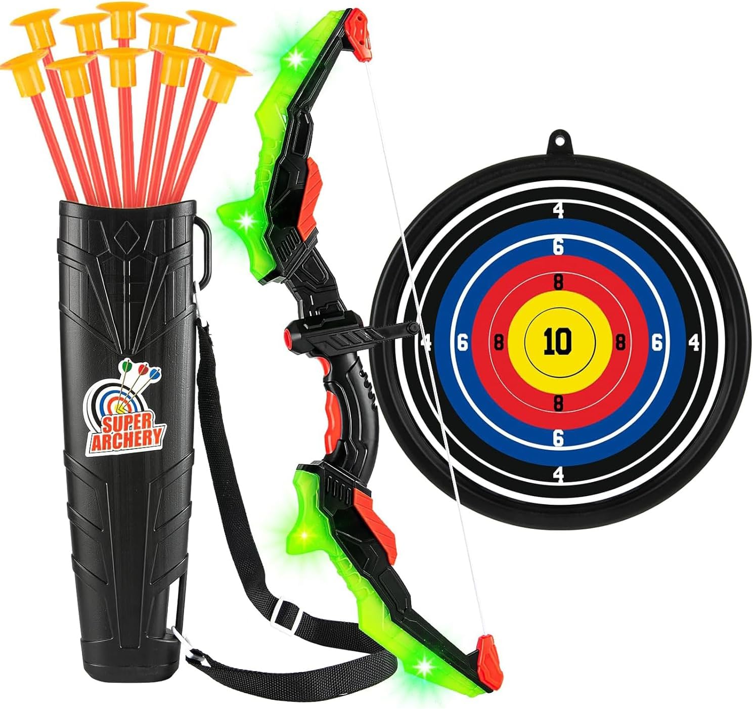 E T EASYTAO Juego de Arco Y Flecha, Juguete de Tiro con Luz LED con 10 ...