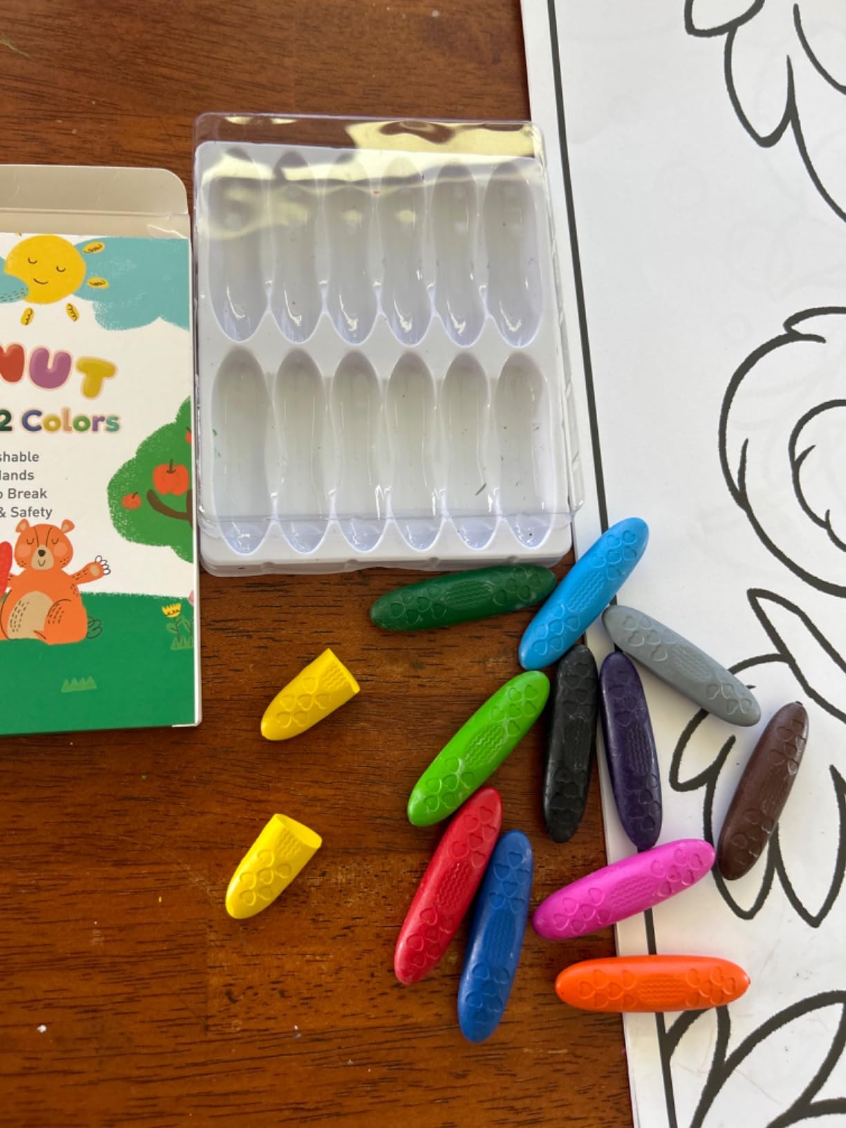 Peanut Crayons for Kids, 12 Colors Washable Toddler, Non-Toxic Baby for ...
