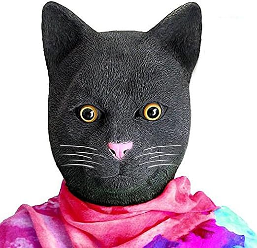 Amazon.com: CreepyParty Cat head Mask Deluxe Novelty Halloween Costume ...