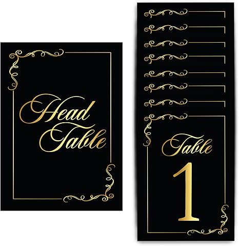 Amazon.com: Black and Gold Table Numbers Cards, Table Numbers 1-30 and ...