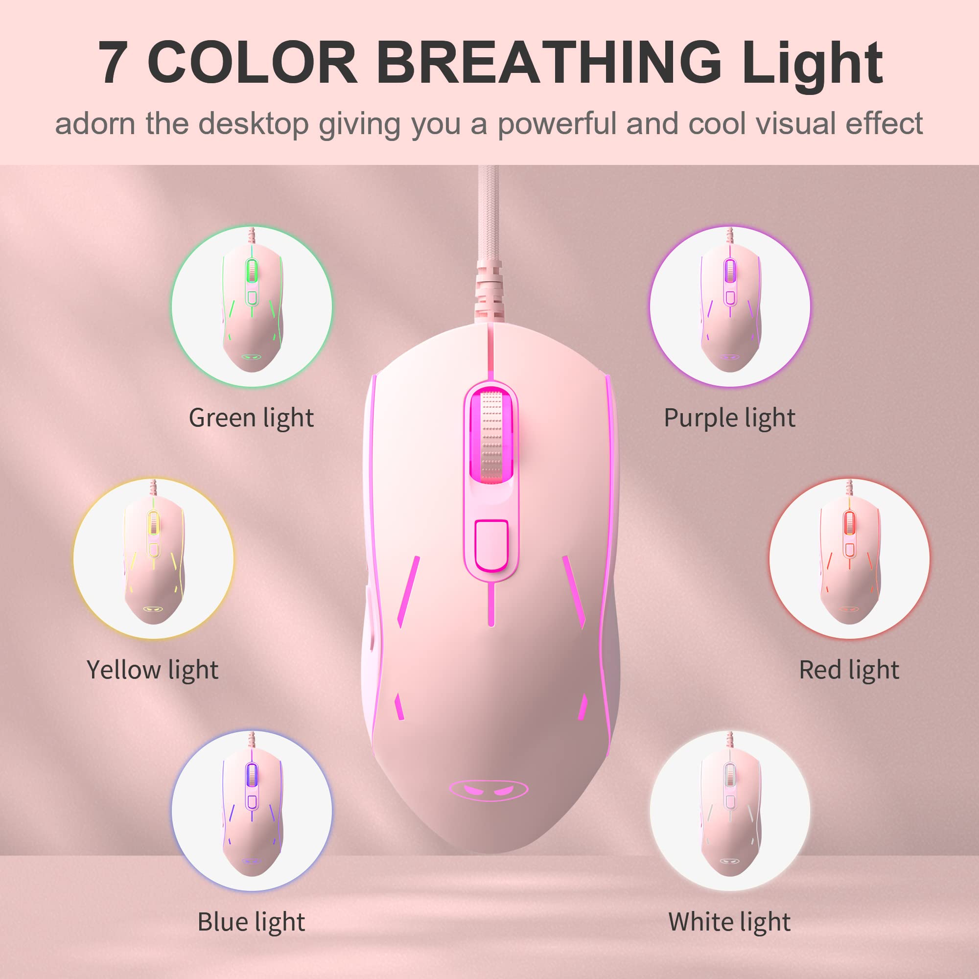 Snapklik.com : Pink Gaming Keyboard And Mouse Combo,MageGee GK980 Wired ...