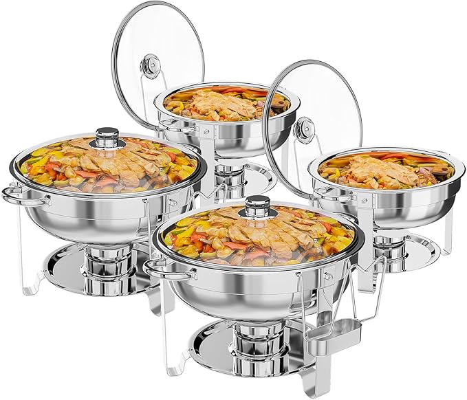 Amazon.com: ROVSUN Chafing Dish for Buffet Set 5QT 4 Pack, Round ...