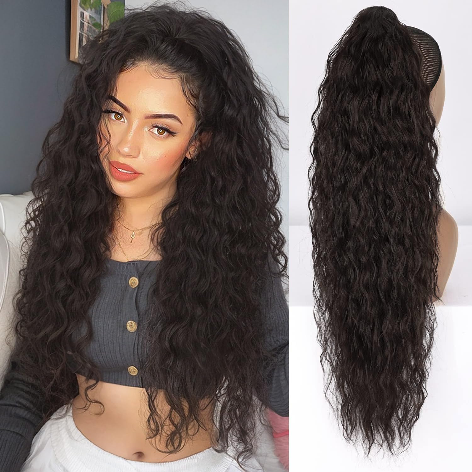 Amazon.com : MY-LADY Ponytail Extension Human Hair Claw Clip in ...