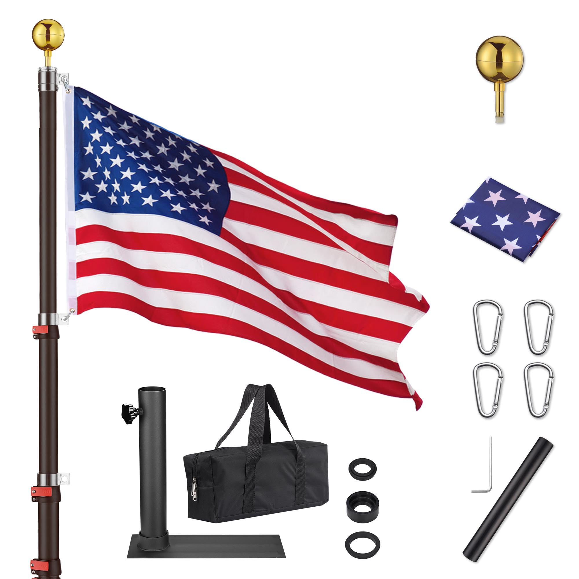 Snapklik.com : Yescom EZ GO 20ft Portable Telescopic Tailgate Flag Pole Kit