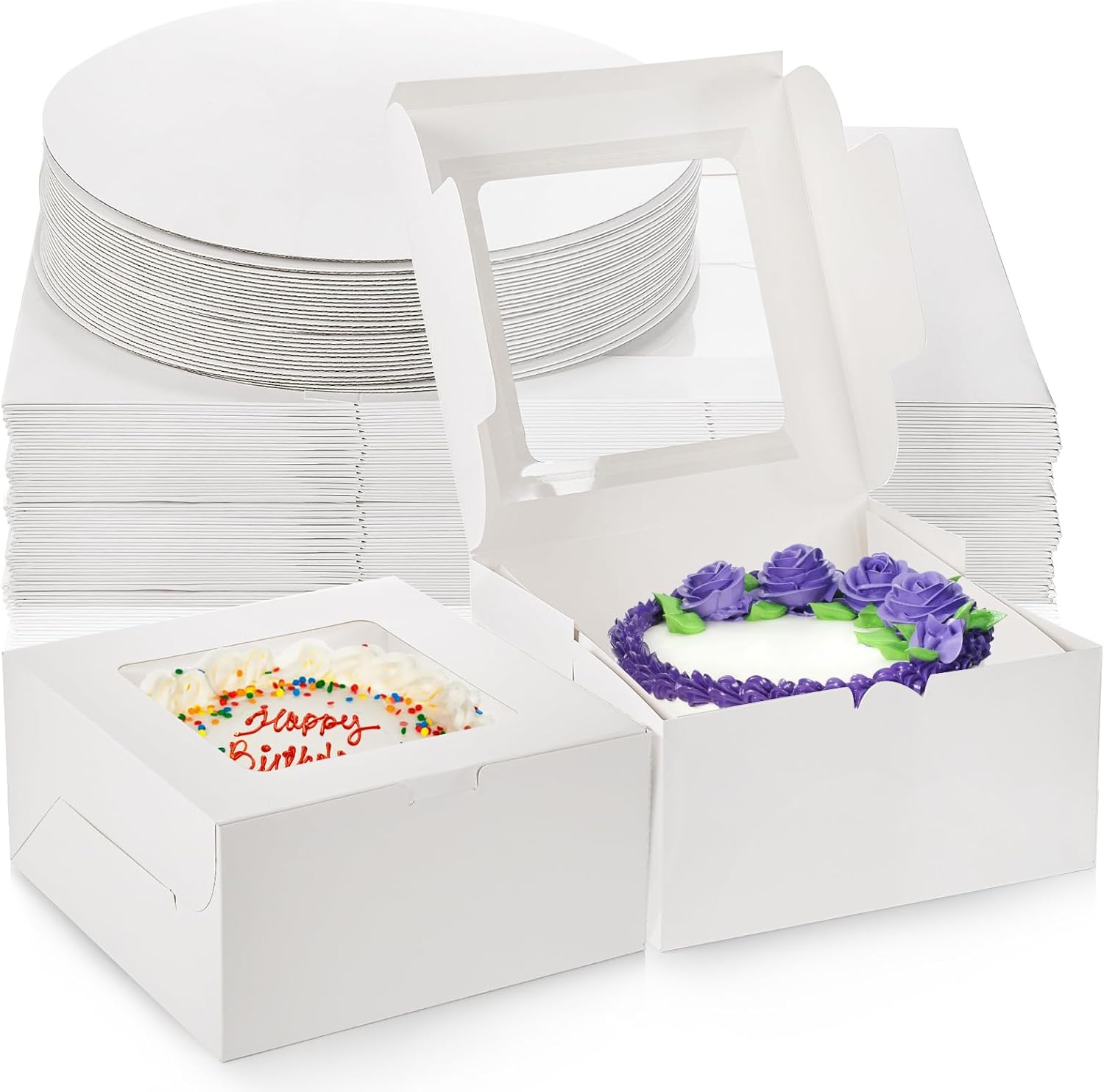 Amazon.com: AVLA 20 Pack Cake Boxes with Window, 10 Inch Bakery Cake ...