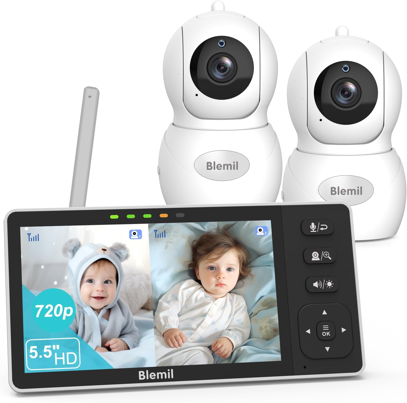 Amazon.com: ebemate Video Baby Monitor Camera with 2 Camera,2.8" LCD ...