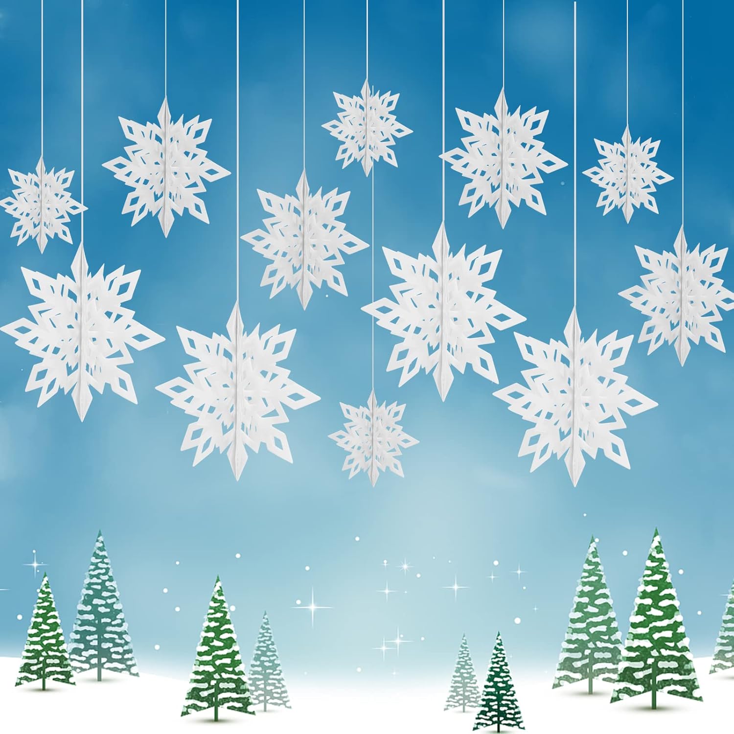 Amazon.com: CiCiKiea Snowflake Decorations Christmas Party Hanging ...