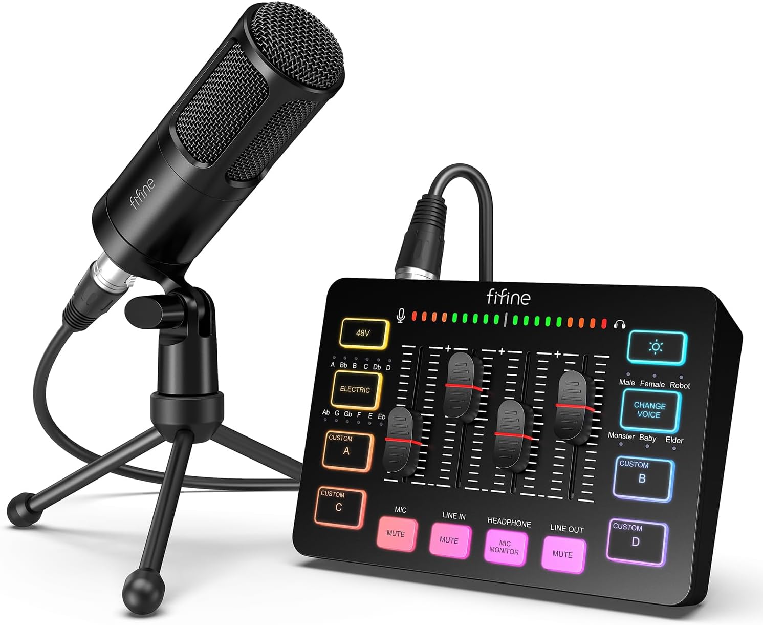Amazon.com: FIFINE Gaming Audio Mixer, Streaming RGB PC Mixer with XLR ...