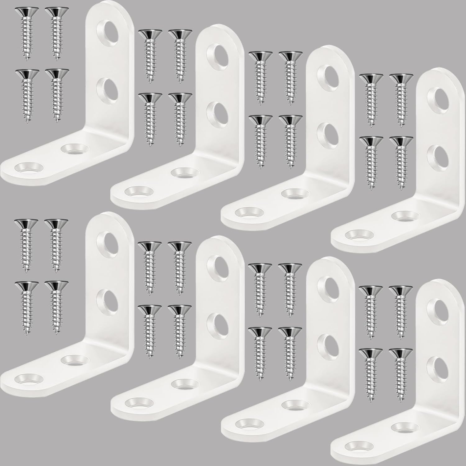Amazon.com: 8PCS White L Bracket Corner Braces - Heavy Duty Stainless ...