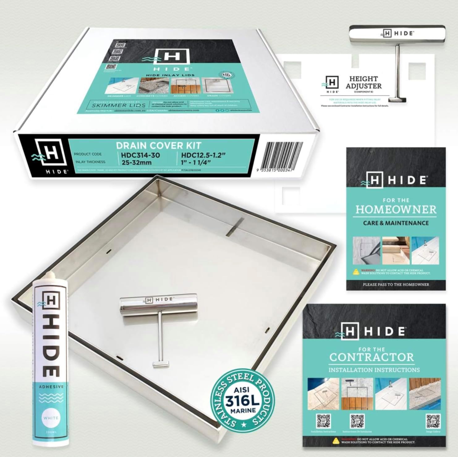 Amazon.com: HIDE Luxury Hidden Drain Cover for Patio (1.2" Inlay Depth ...