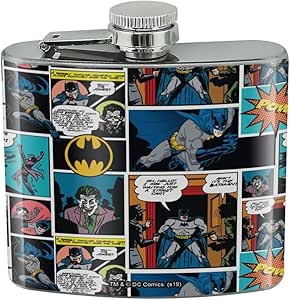 Amazon.com | Batman Comic Pattern Stainless Steel 5oz Hip Drink Kidney ...