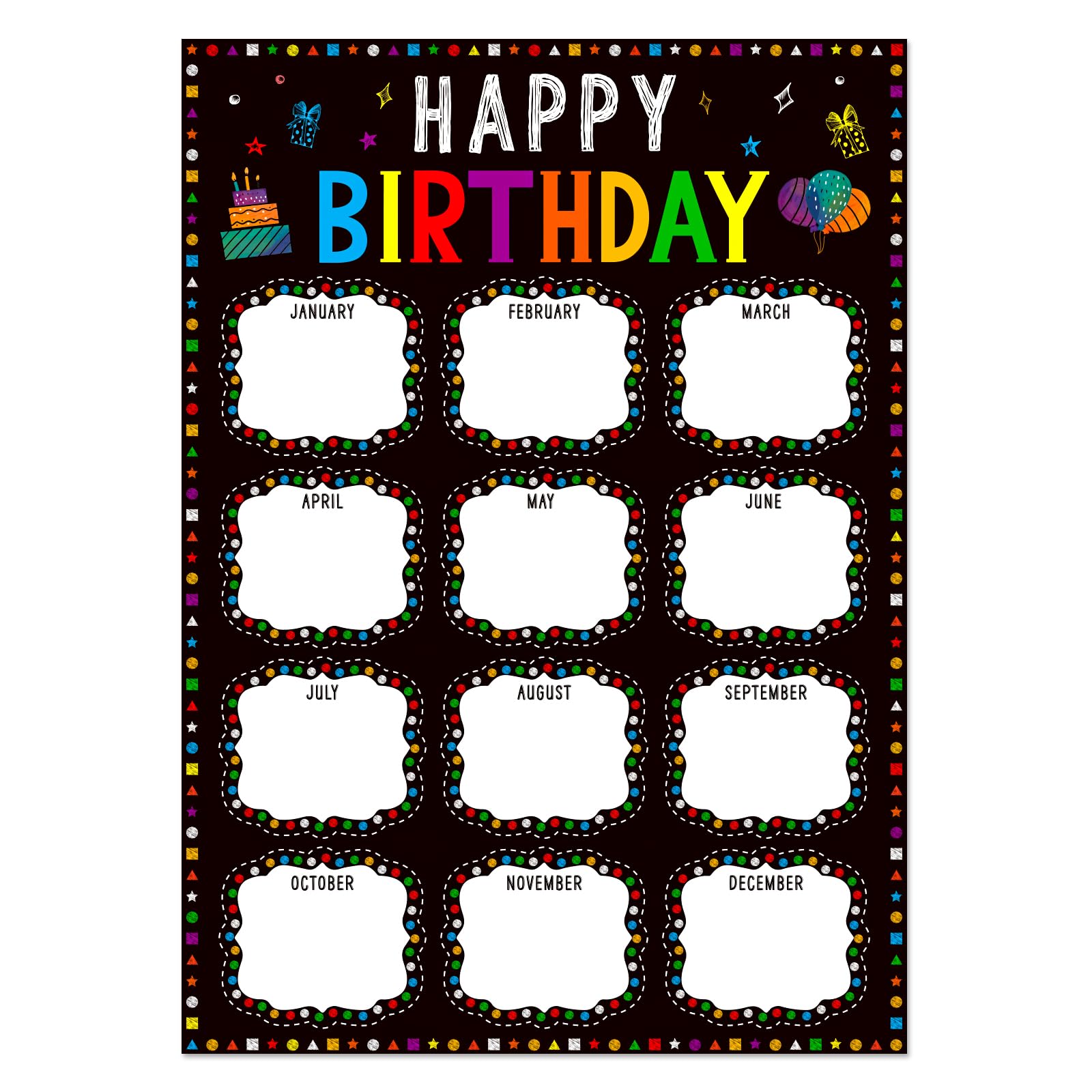Buy Fsaoor Happy Birthday Chart for Classroom Decorations Confetti ...