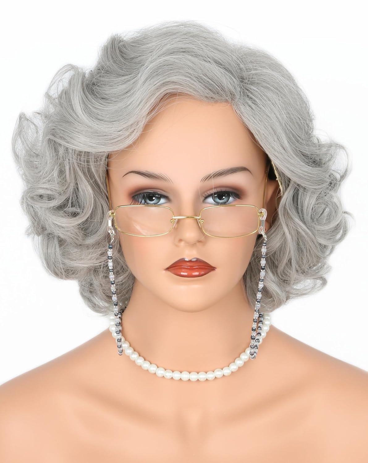 Amazon.com: Lucoacos Grey Old Lady Costume Wig and Accessories Set ...