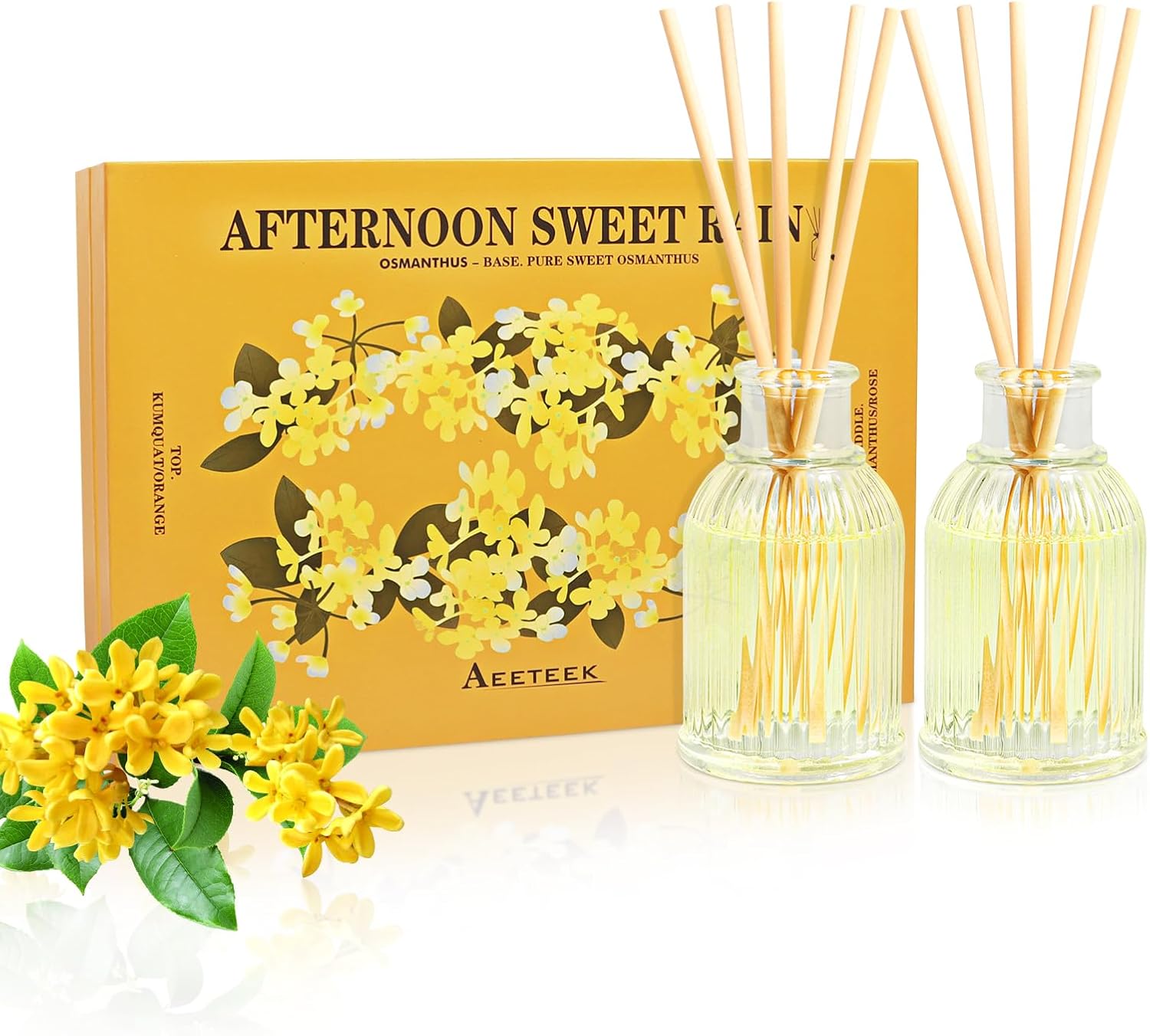 Amazon.com: Aeeteek 2-Pack Osmanthus Reed Diffuser Set, Kumquat Aroma ...