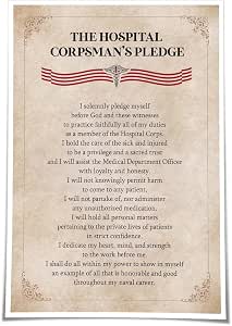 Amazon.com: Jelyfisg Hospital Corpsman Pledge Wall Art Quote Poster ...