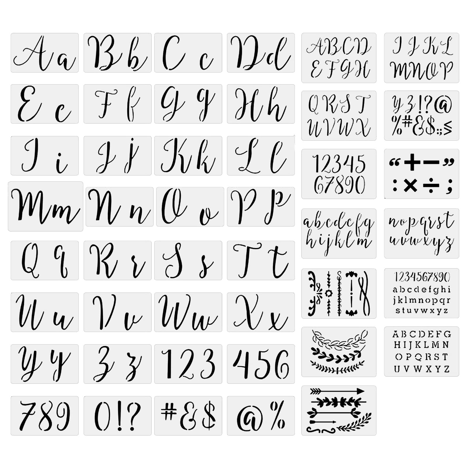 45 Pcs Letter Stencils Letters, Alphabet Stencils, Letter Number ...