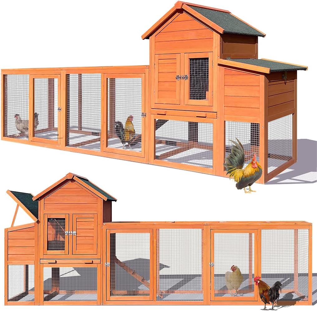 Amazon.com: 122" Large Chicken Coop Wooden Backyard Hen House - Indoor ...