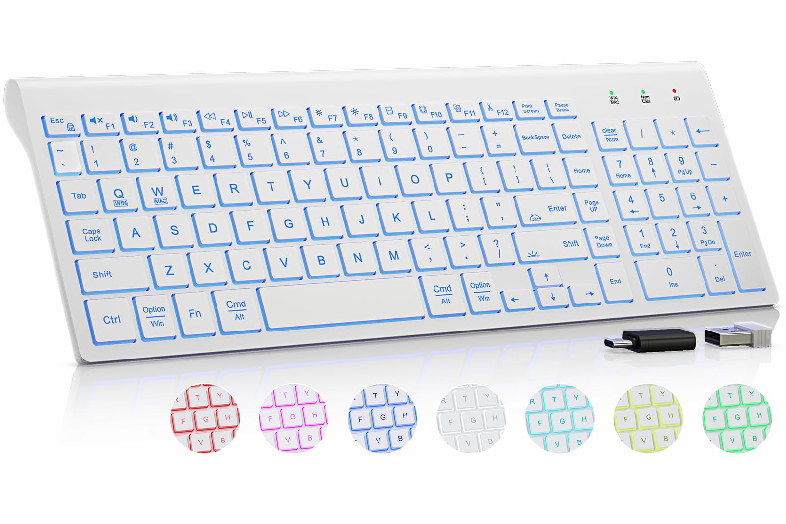 Amazon.com: SABLUTE Wireless Keyboard with 7 Colored Backlits ...