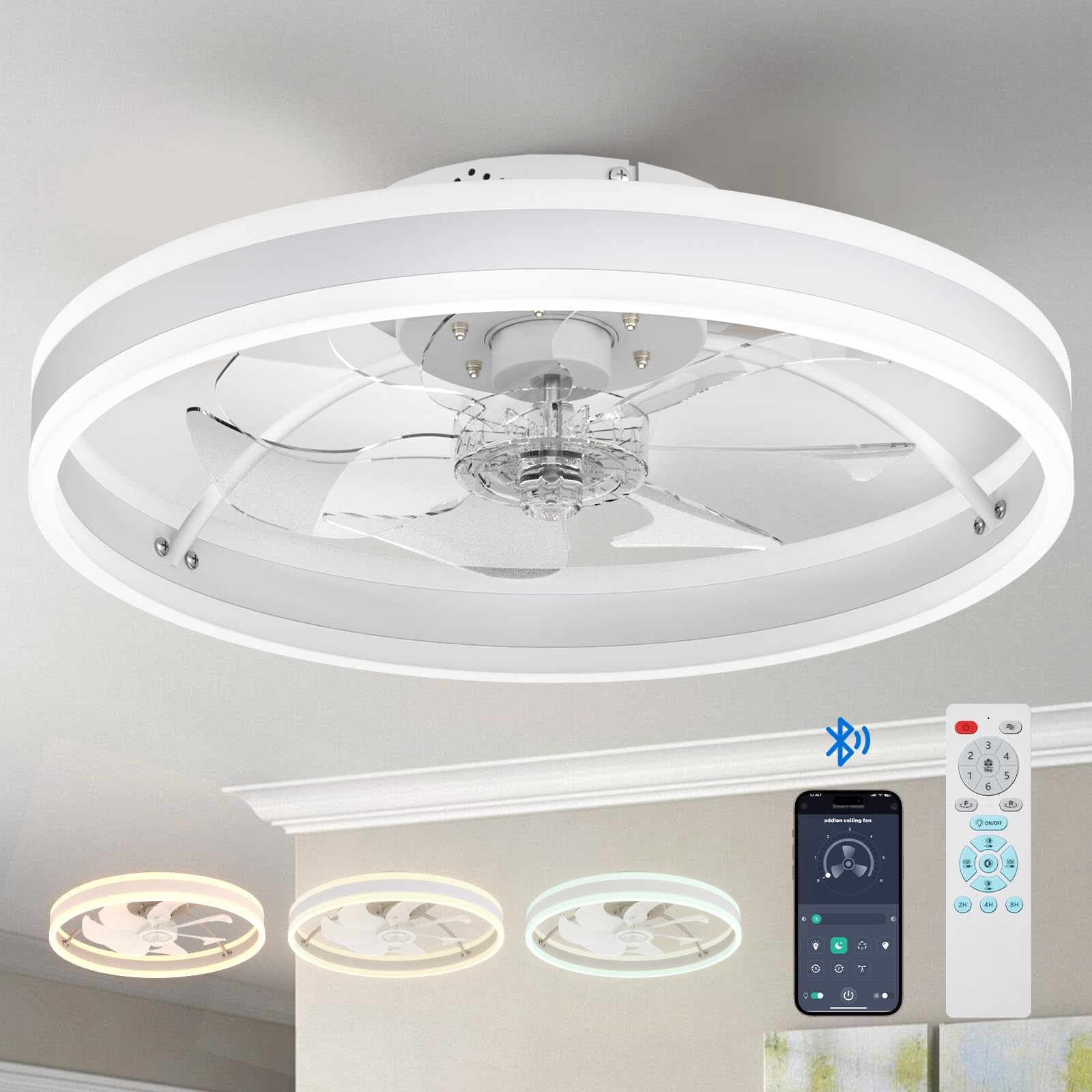 STERREN Ceiling Fans with Lights,20" Low Profile Ceiling Fan with ...