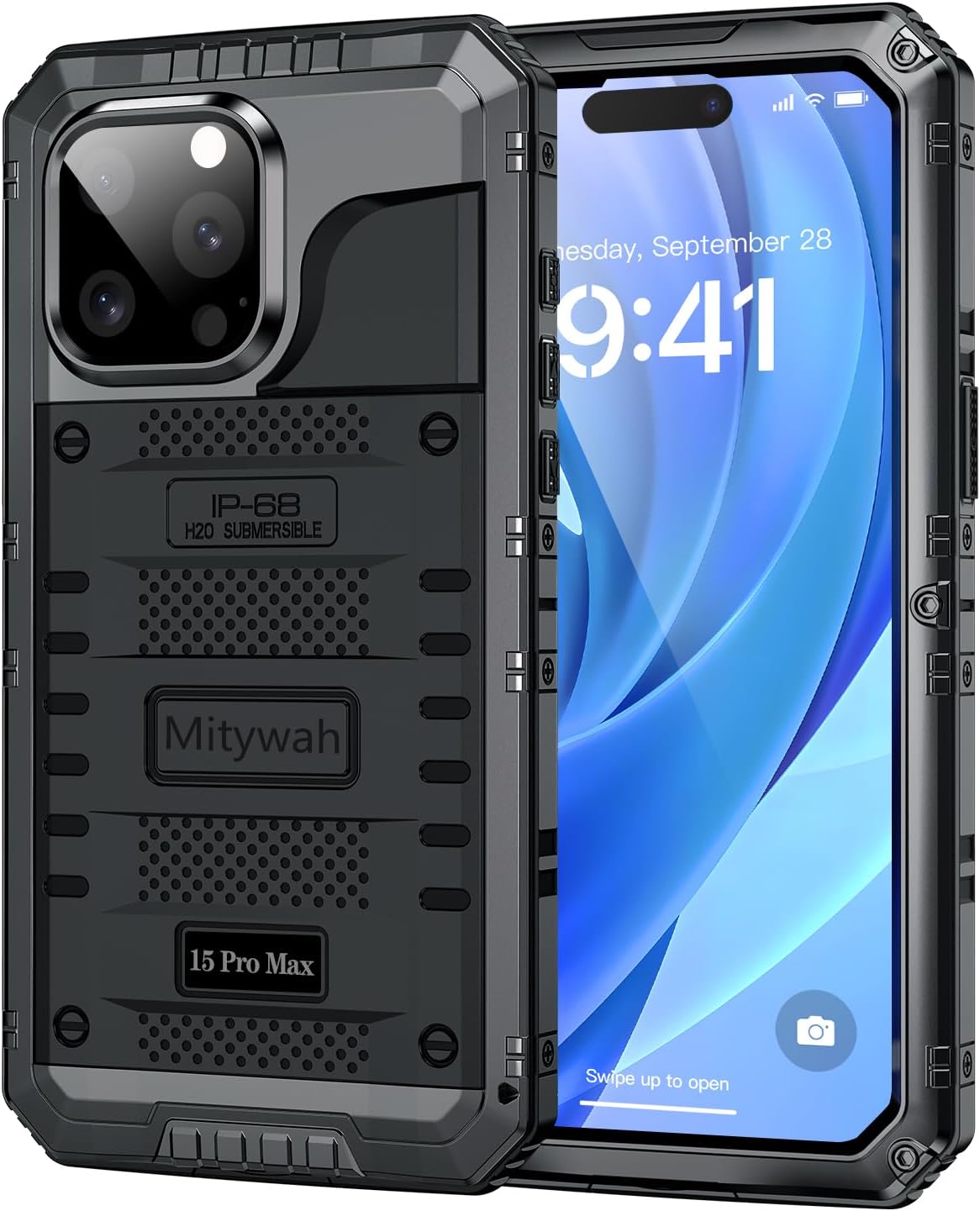 Amazon.com: Mitywah Waterproof Case for iPhone 15 Pro Max, Heavy Duty ...