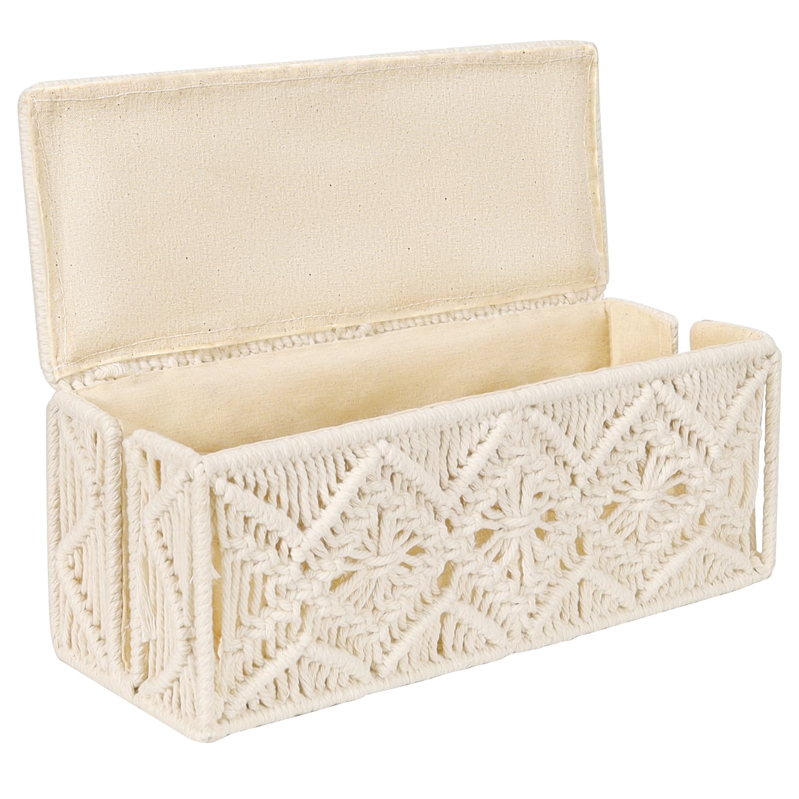 Amazon.com: Macrame Handmade Cable Management Box,Boho Cord Organizer ...