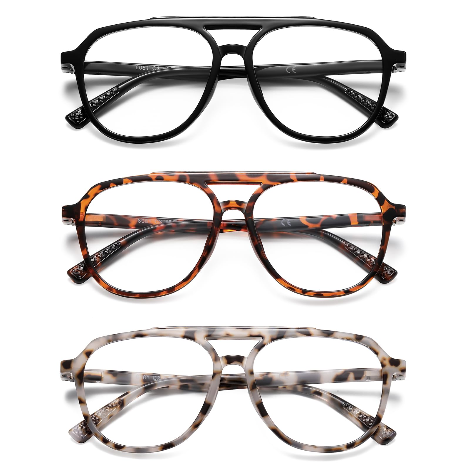 Amazon.com: LKEYE Aviator Reading Glasses for Women Men Oversized Blue ...