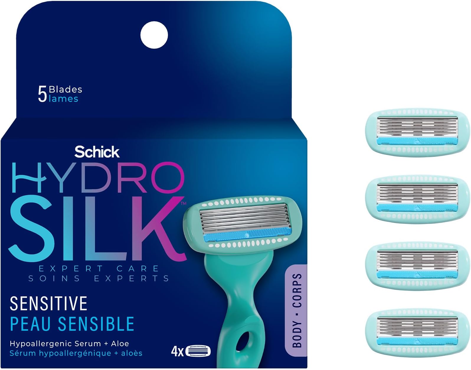 Amazon.com: Schick Hydro Silk 3 Razor Blades Refills for Women, 4 Count ...