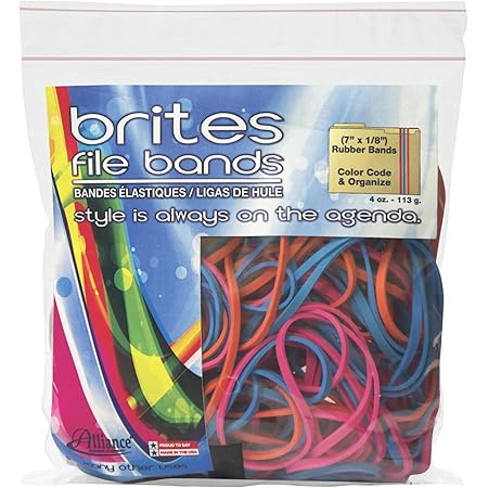Alliance Rubber 07800 Non-Latex Brites File Bands, Colored Elastic ...
