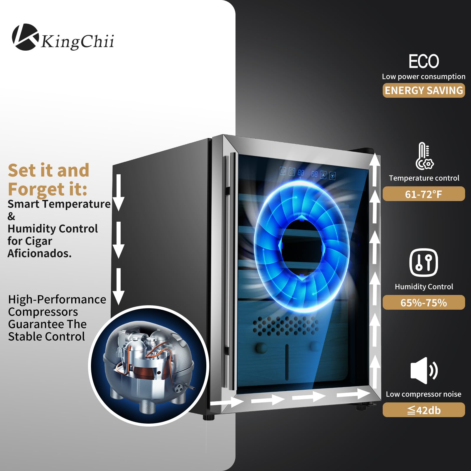 Snapklik.com : KingChii Upgrade 58L Electric Cigar Humidor Temperature ...