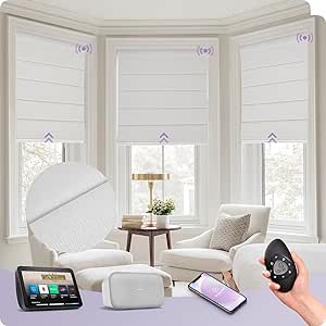Amazon.com: Graywind Smart Roman Shades 100% Blackout Compatible with Alexa Google Rechargeable ...