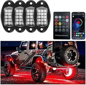 Amazon.com: Sylvil 4 Pods Rock Lights for Car, Multi Color RGB LED Rock Lights Kit with APP ...