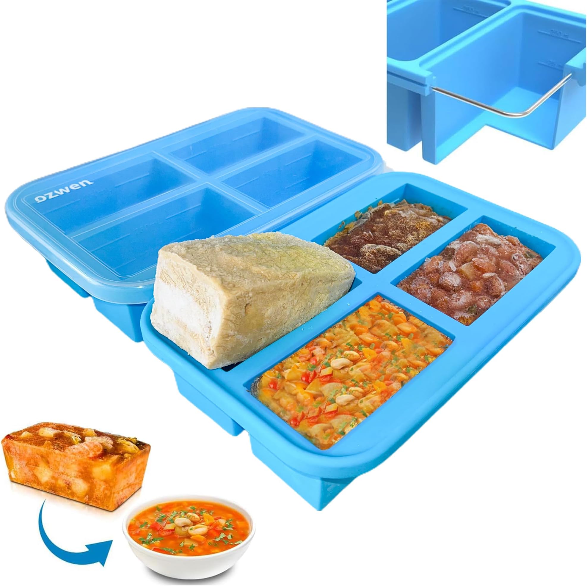 Jumbo Ice Cube Tray with Lid, Silicone Freezing Tray, Baby Food Freezer ...