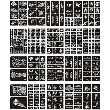 Amazon.com : Jurxy 20 Sheets Tattoo Stencil Kit Temporary Tattoo ...
