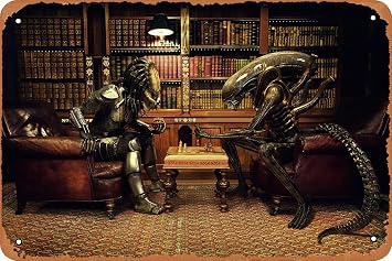 Amazon.com: Alien Vs Predator Play Chess Fun Poster Vintage Tin Sign ...