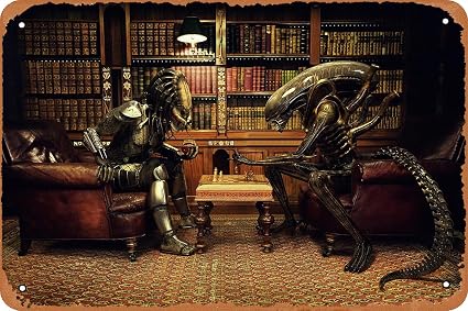 Amazon.com: Alien Vs Predator Play Chess Fun Poster Vintage Tin Sign ...
