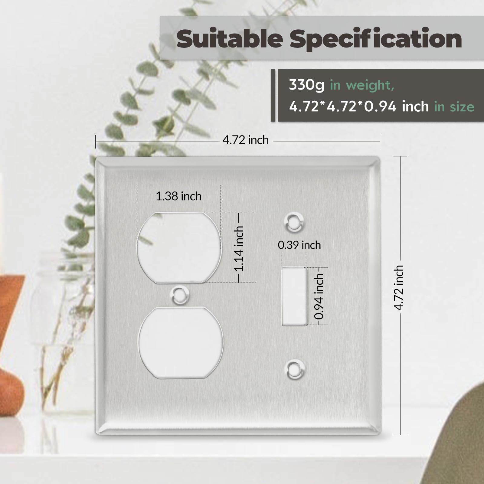 Snapklik.com : 4 Pack Duplex Toggle Wall Plate Stainless Steel For ...