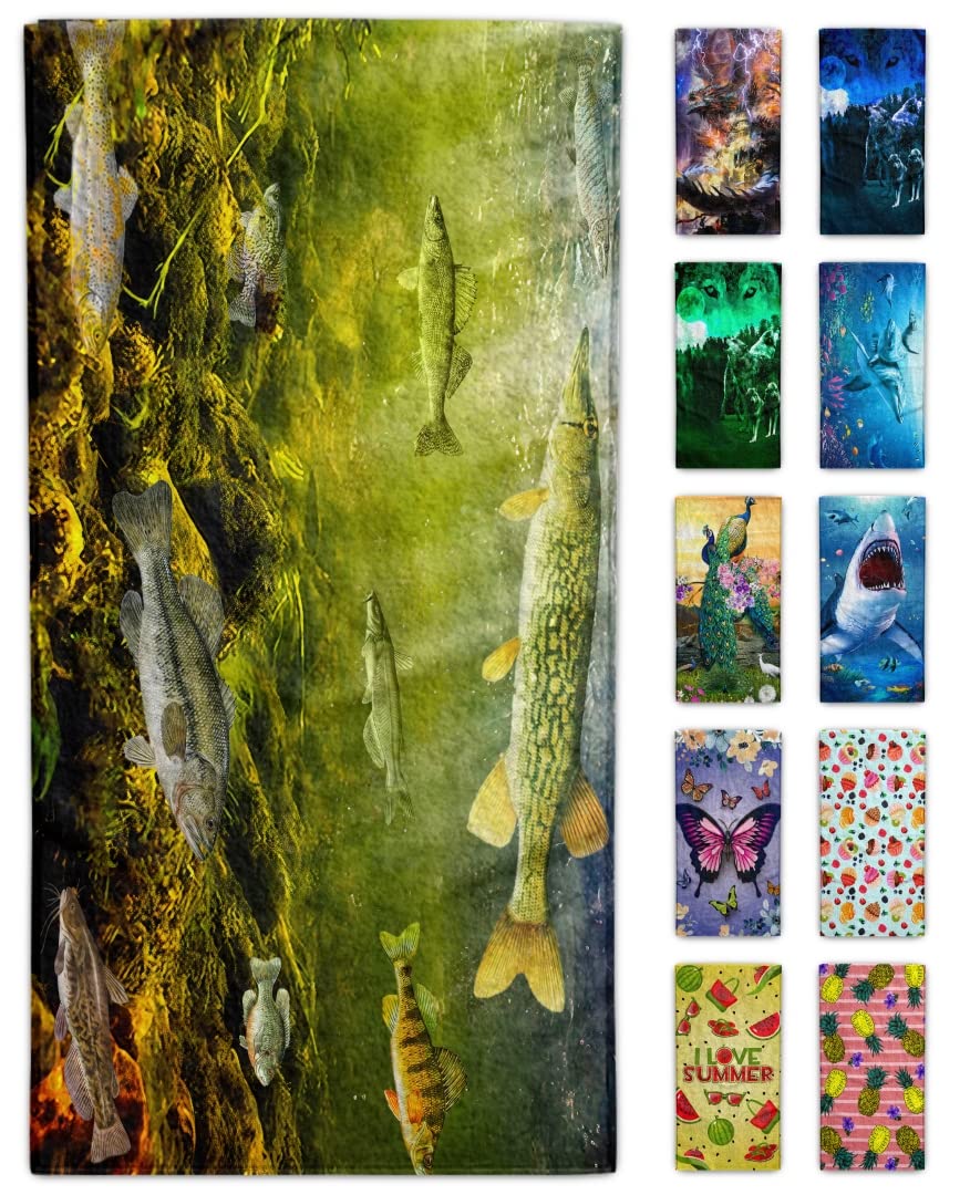 Amazon.com: alottagifts Fish Beach Towel 30" x 60" Microfiber Sand Free ...