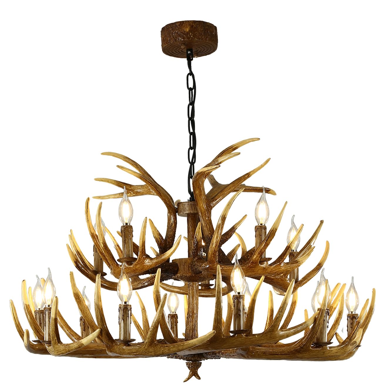 Durahonn Large Antler Chandelier, Double Layer 10+5 Resin Antler ...